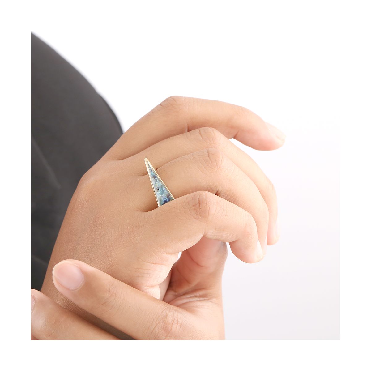 GOLD PVD 18K COATED SURGICAL STEEL SYNTHETIC MOTHER OF PEARL MOSAIC ...