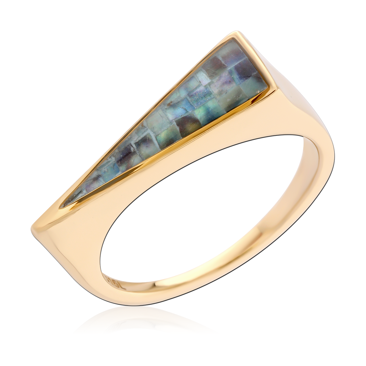 GOLD PVD 18K COATED SURGICAL STEEL SYNTHETIC MOTHER OF PEARL MOSAIC ...