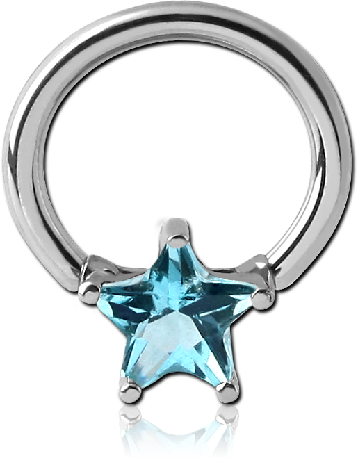 SURGICAL STEEL BALL CLOSURE RING WITH PRONG SET STAR JEWEL ATTACHMENT