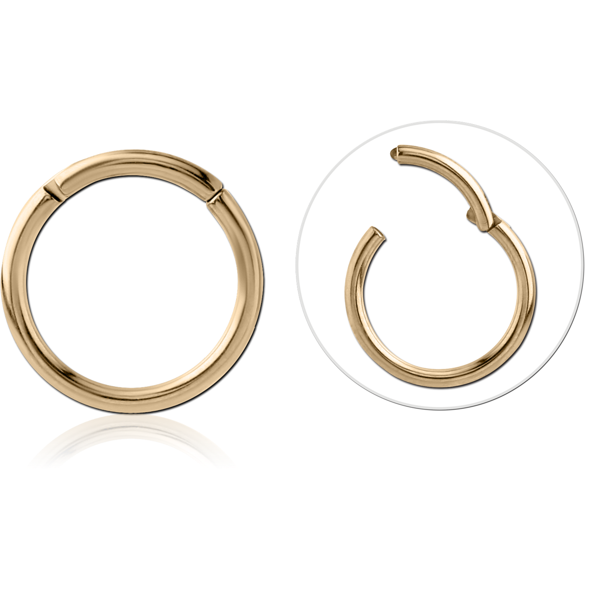 ZIRCON GOLD PVD COATED TITANIUM HINGED SEGMENT RING