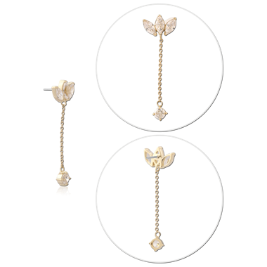 14K YELLOW GOLD JEWELED ATTACHMENT TITANIUM THREADLESS PIN