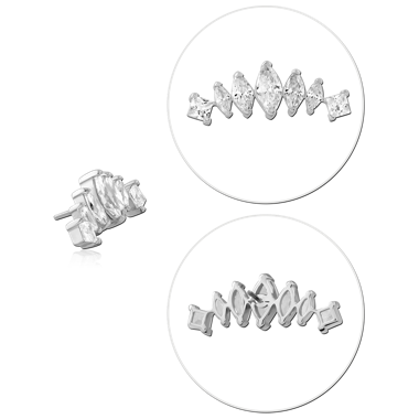14K WHITE GOLD JEWELED ATTACHMENT TITANIUM THREADLESS PIN