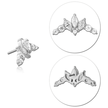 14K WHITE GOLD JEWELED ATTACHMENT TITANIUM THREADLESS PIN
