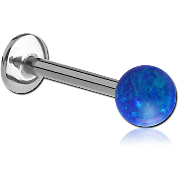 SURGICAL STEEL MICRO LABRET WITH SYNTHETIC OPAL BALL